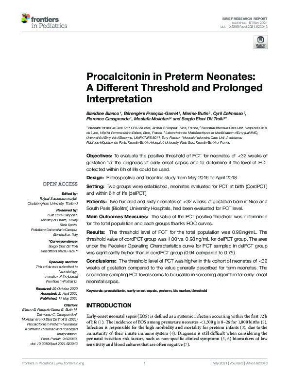 (PDF) Procalcitonin in Preterm Neonates: A Different Threshold and ...