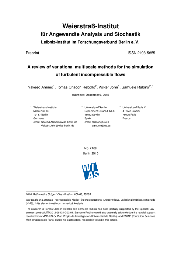 (PDF) Weierstraß-Institut für Angewandte Analysis und Stochastik A review of variational ...