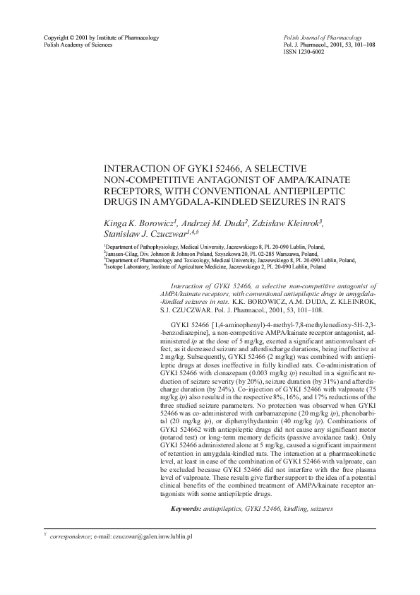(PDF) Interaction of GYKI 52466, a selective non-competitive antagonist ...