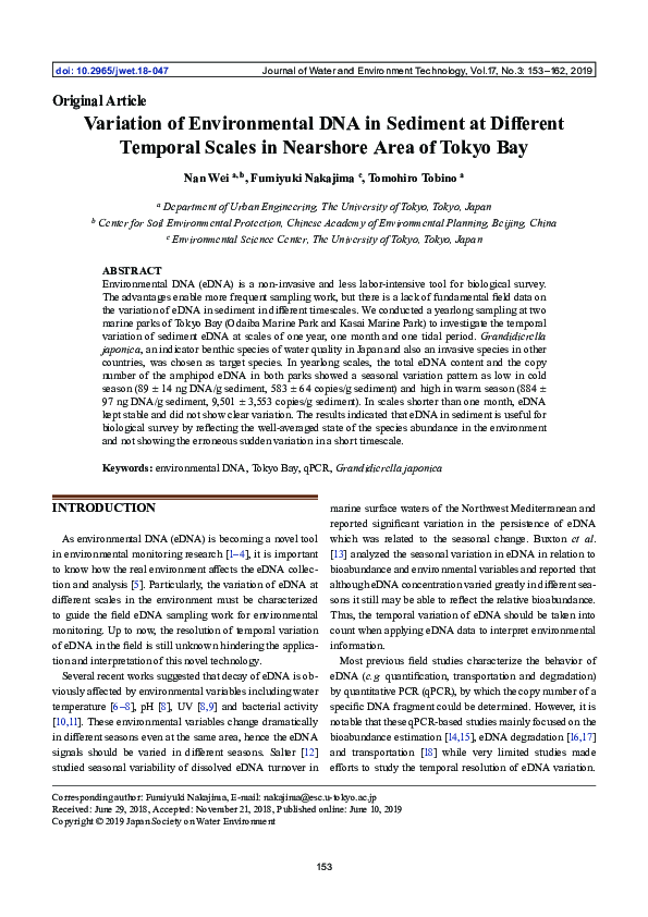 (PDF) Variation of Environmental DNA in Sediment at Different Temporal Scales in Nearshore Area ...