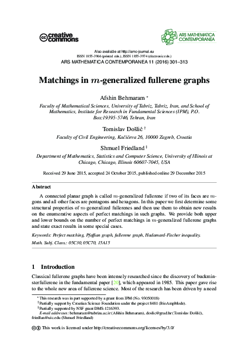 (PDF) Matchings in m-generalized fullerene graphs