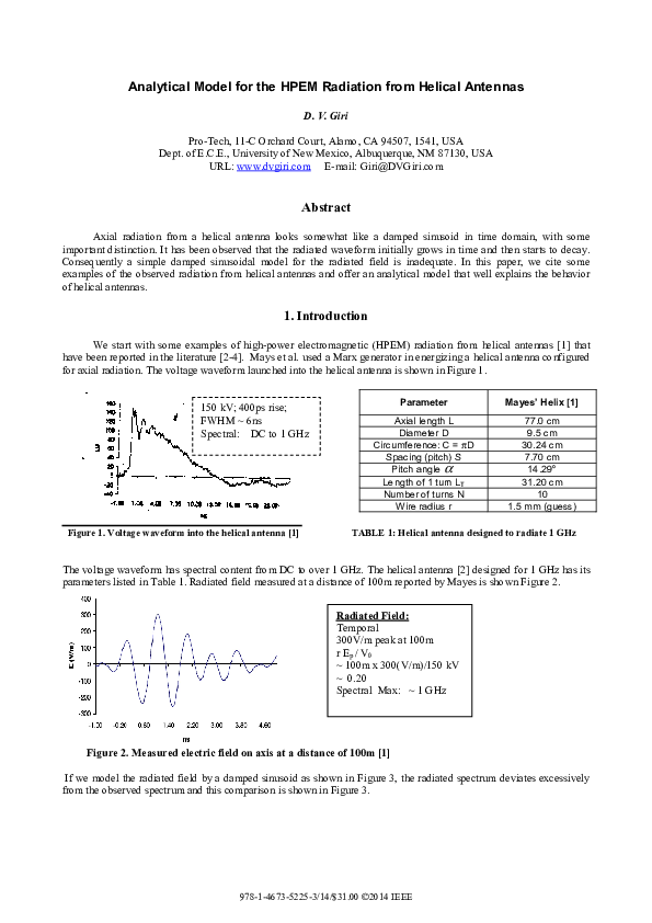 (PDF) Analytical model for the HPEM radiation from helical antennas
