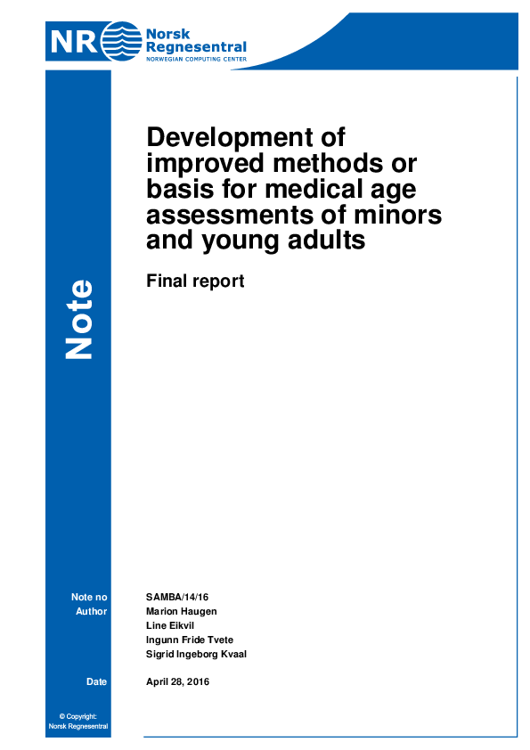 (PDF) Development of improved methods or basis for medical age ...