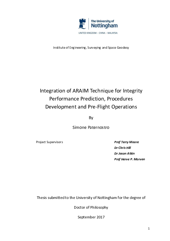 (PDF) Integration of ARAIM technique for integrity performance prediction, procedures ...