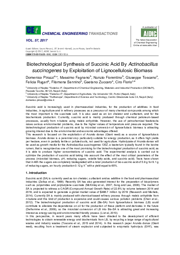 (PDF) Biotechnological Synthesis of Succinic Acid by Actinobacillus Succinogenes by Exploitation ...