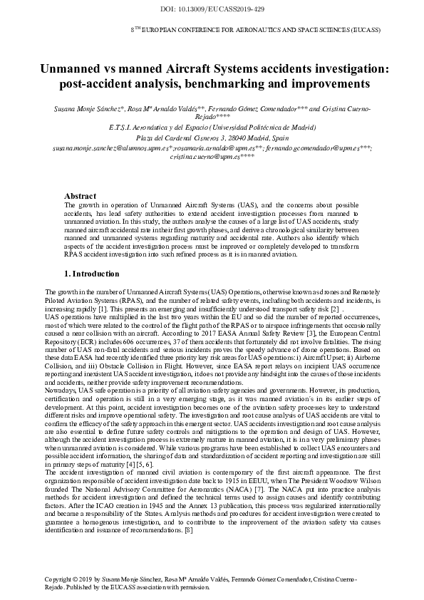 (PDF) Unmanned vs manned Aircraft Systems Accidents Investigation