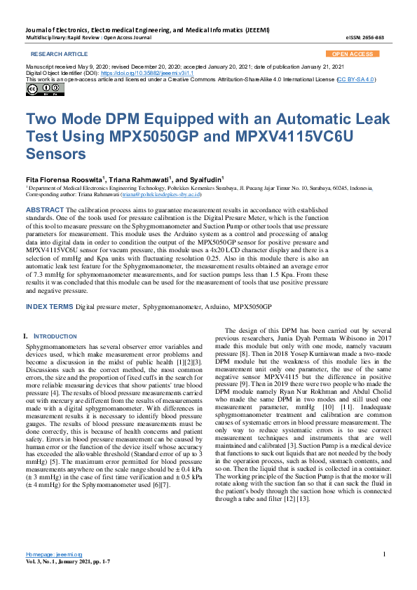 (PDF) Two Mode DPM Equipped with an Automatic Leak Test Using MPX5050GP ...