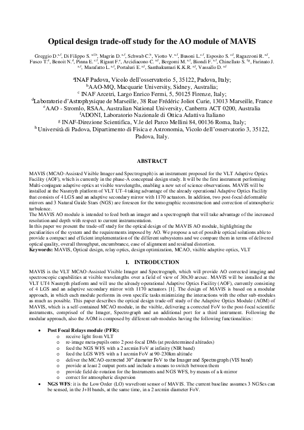 (PDF) Optical design trade-off study for the AO module of MAVIS