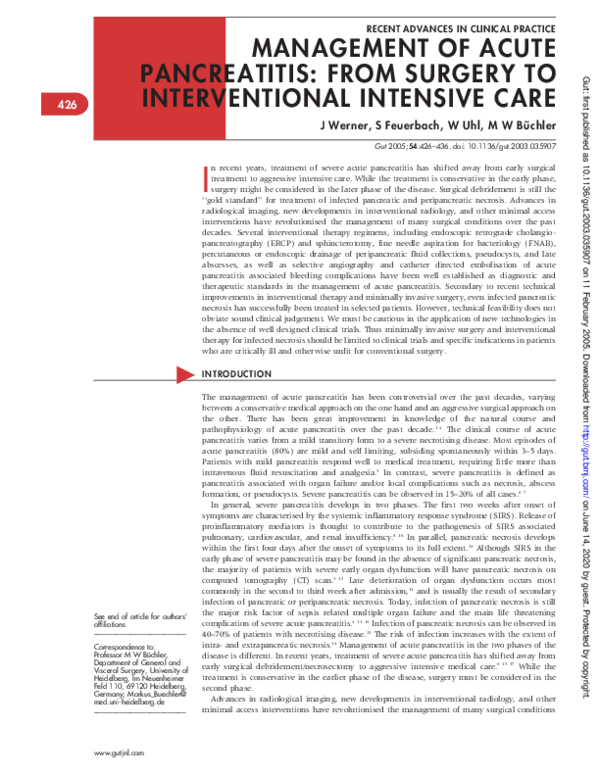 (PDF) Management of acute pancreatitis: from surgery to interventional ...