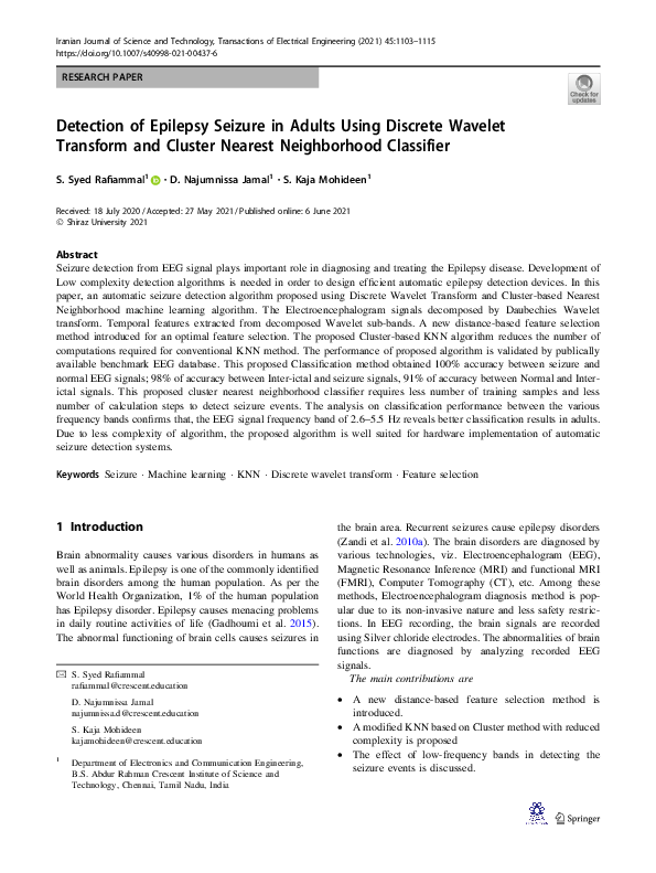 (PDF) Detection of Epilepsy Seizure in Adults Using Discrete Wavelet ...