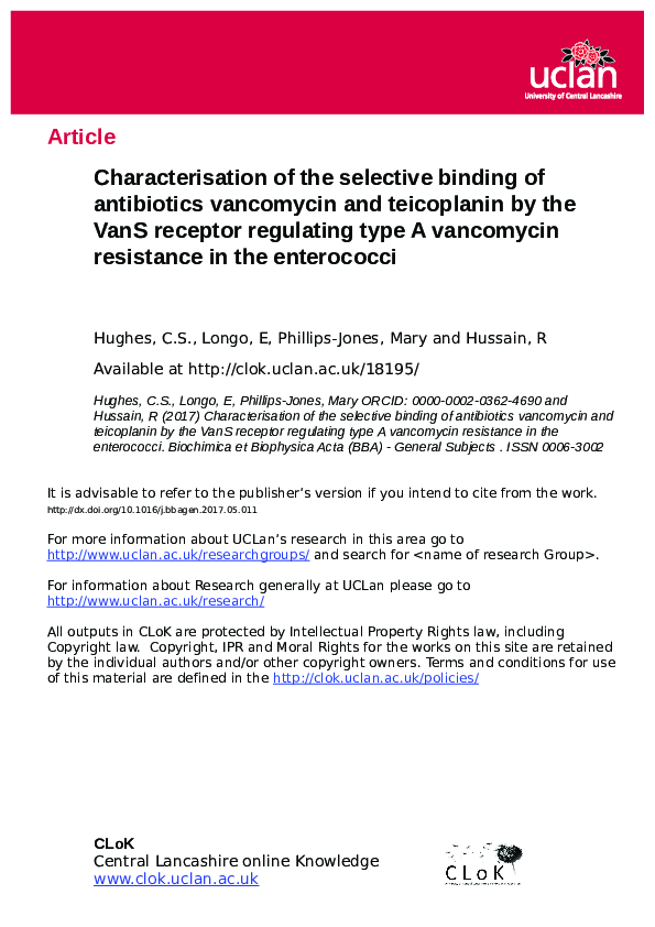 (PDF) Characterisation of the selective binding of antibiotics ...