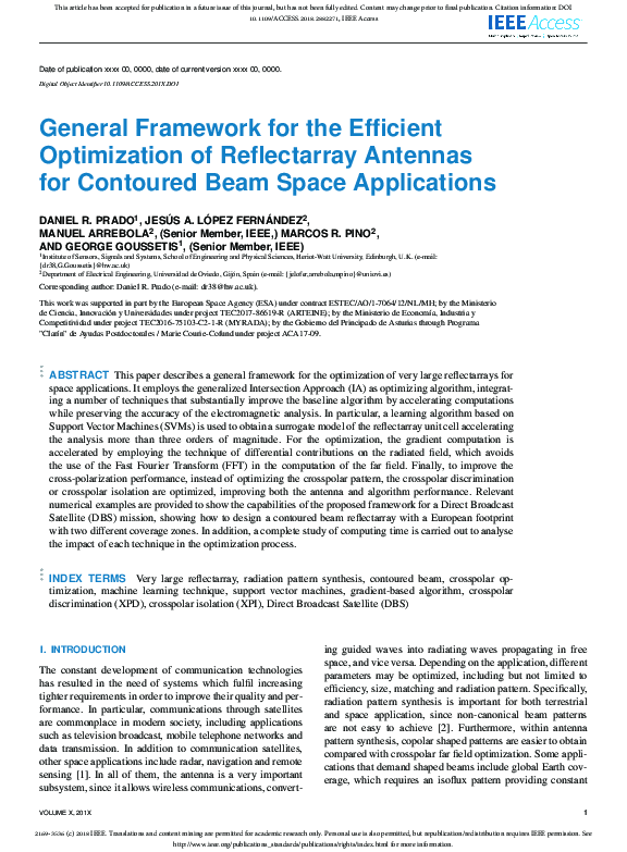 (PDF) General Framework for the Efficient Optimization of Reflectarray Antennas for Contoured ...