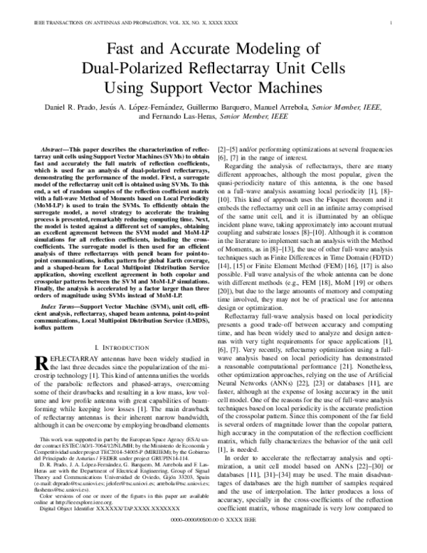 Pdf Fast And Accurate Modeling Of Dual Polarized Reflectarray Unit Cells Using Support Vector