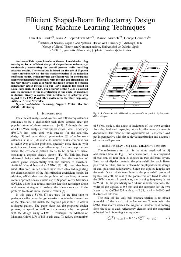 Pdf Efficient Shaped Beam Reflectarray Design Using Machine Learning Techniques