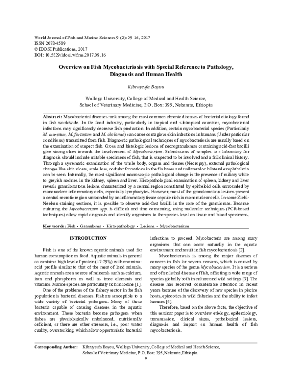 (PDF) Overview on Fish Mycobacteriosis with Special Reference to ...