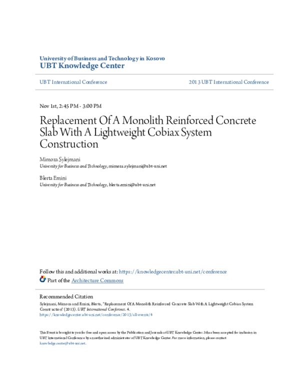 (PDF) Replacement Of A Monolith Reinforced Concrete Slab With A ...