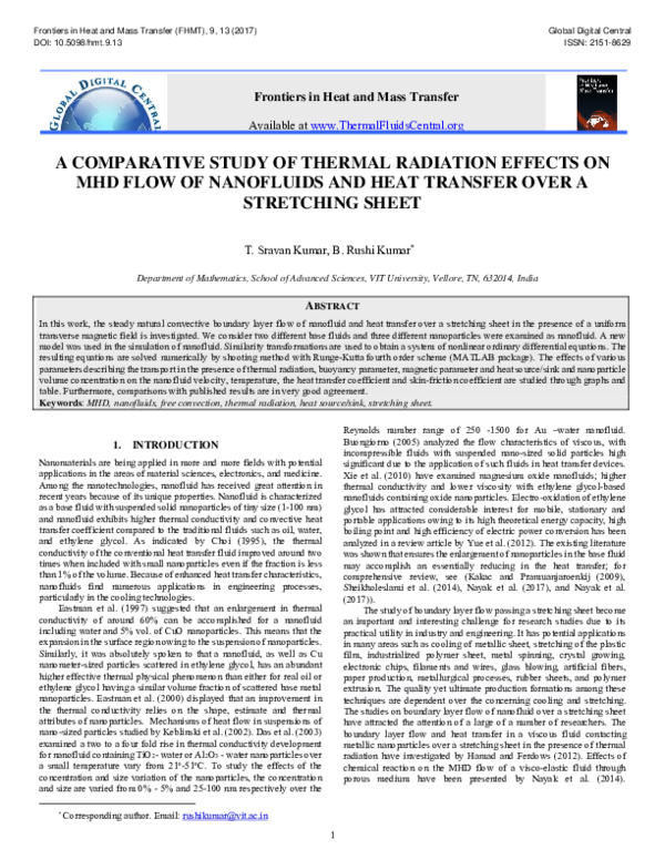 (PDF) A Comparative Study of Thermal Radiation Effects on MHD Flow of Nanofluids and Heat ...