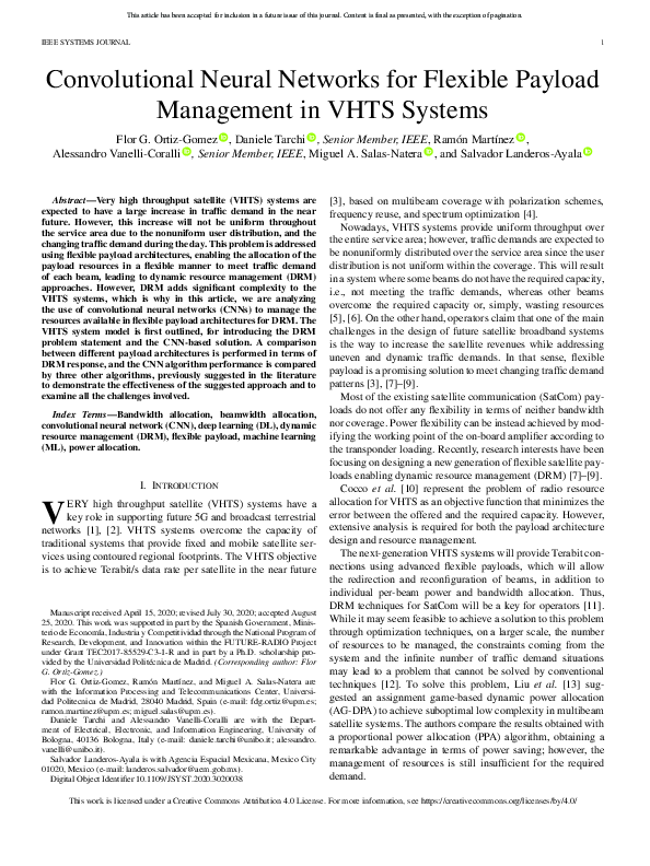 (PDF) Convolutional Neural Networks for Flexible Payload Management in VHTS Systems