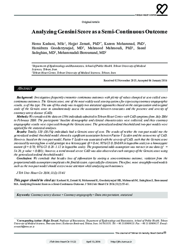 (PDF) Analyzing Gensini Score as a Semi-Continuous Outcome