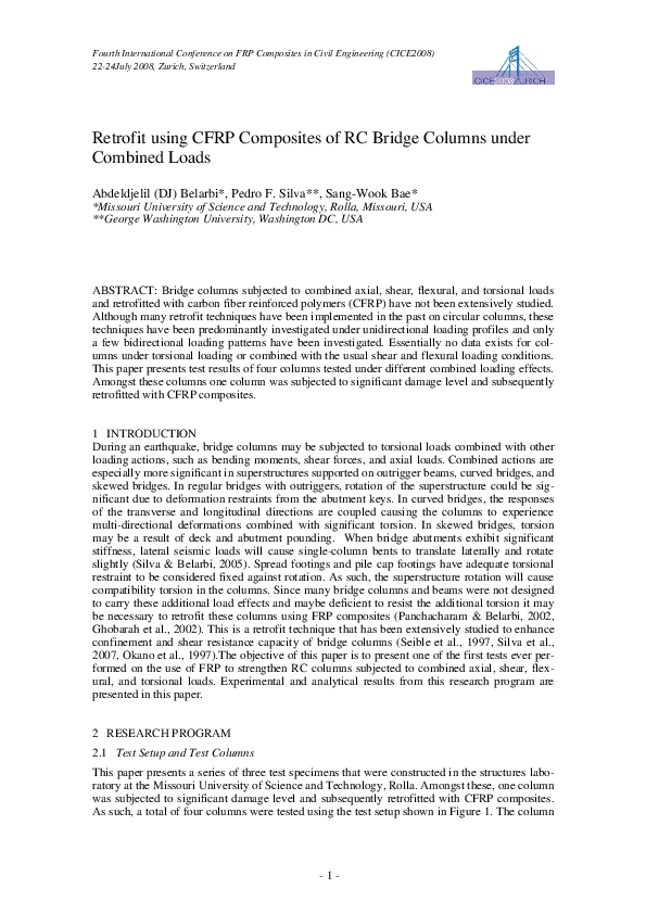 (PDF) Retrofit using CFRP Composites of RC Bridge Columns under ...