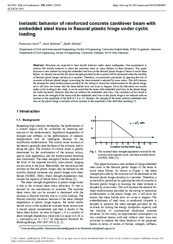 (PDF) Inelastic behavior of reinforced concrete cantilever beam with embedded steel truss in ...