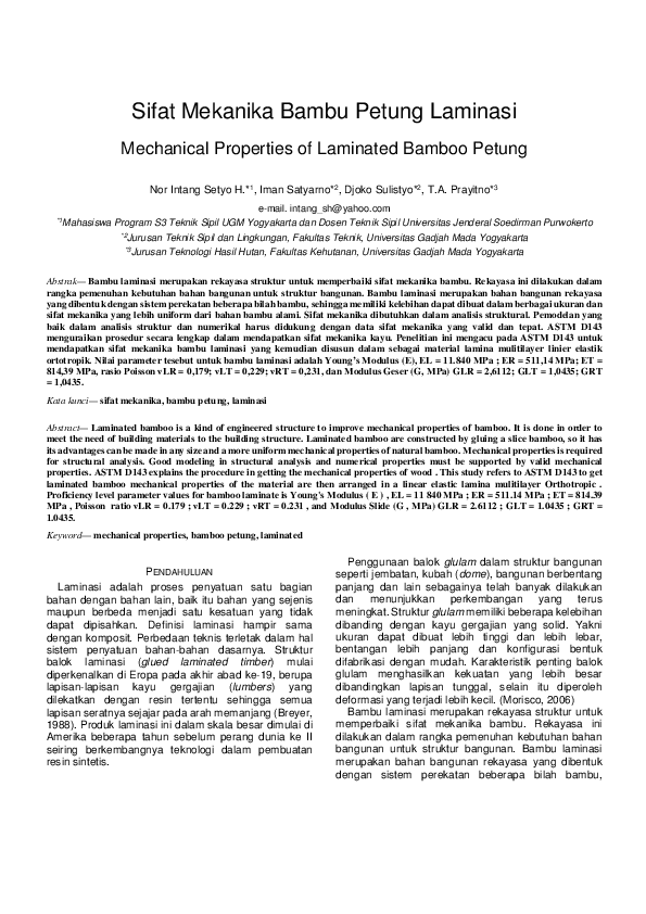 (PDF) Sifat Mekanika Bambu Petung Laminasi Mechanical Properties of ...