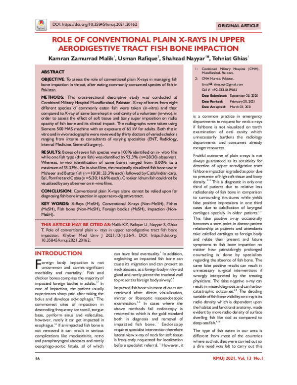 (PDF) Role of Conventional Plain X- Rays in Upper Aerodigestive Tract ...