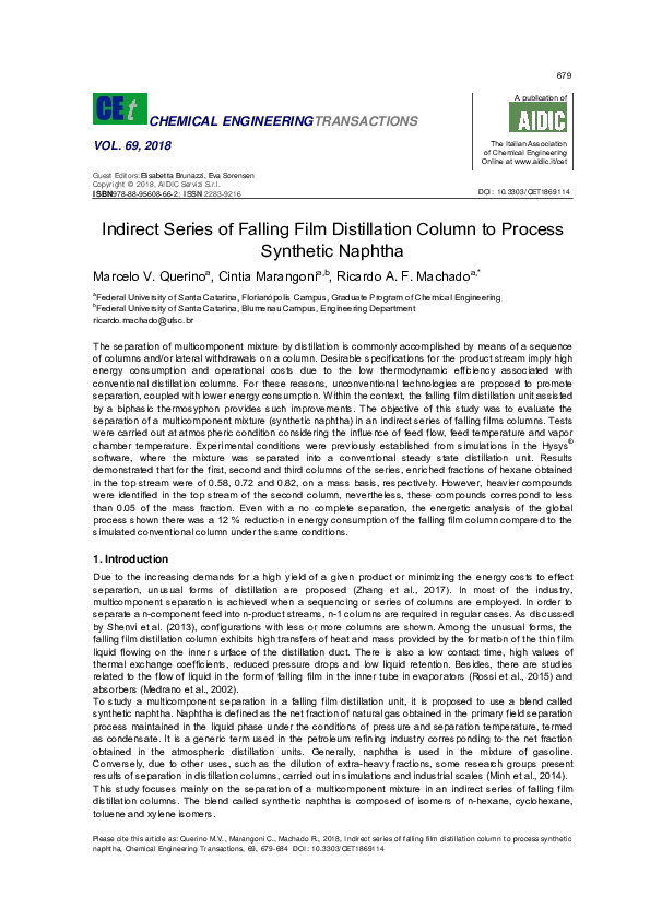 (PDF) Indirect Series of Falling Film Distillation Column to Process ...