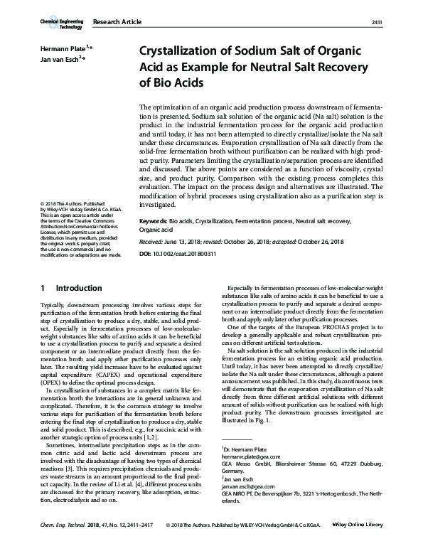 (PDF) Crystallization of Sodium salt of organic acid as example for ...