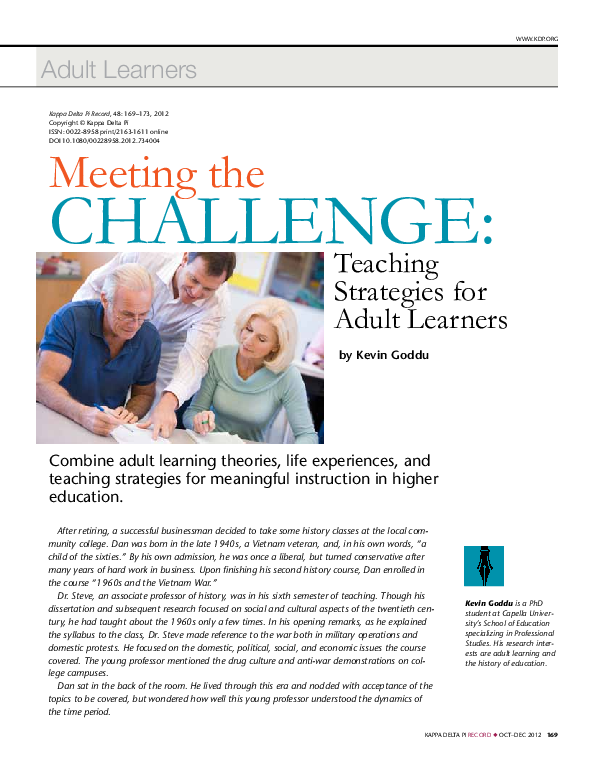 (PDF) Meeting the Challenge: Teaching Strategies for Adult Learners