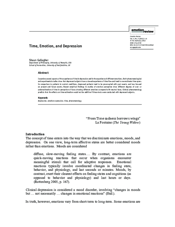 (PDF) Time, Emotion, and Depression