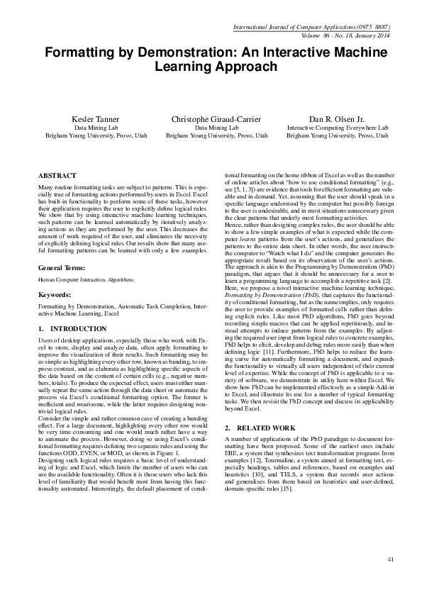 (PDF) Formatting by Demonstration: An Interactive Machine Learning Approach