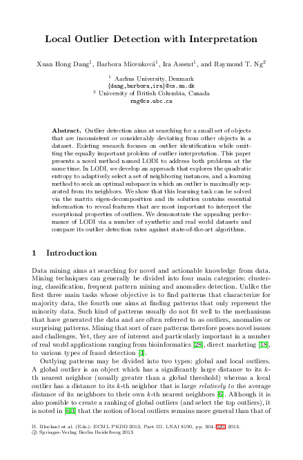 (PDF) Local Outlier Detection with Interpretation