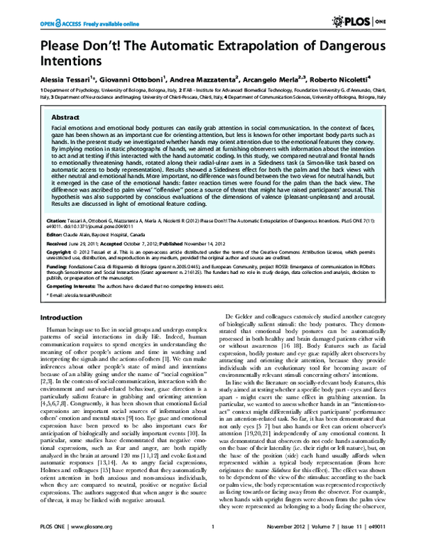 Pdf Please Don T The Automatic Extrapolation Of Dangerous Intentions Alessia Tessari