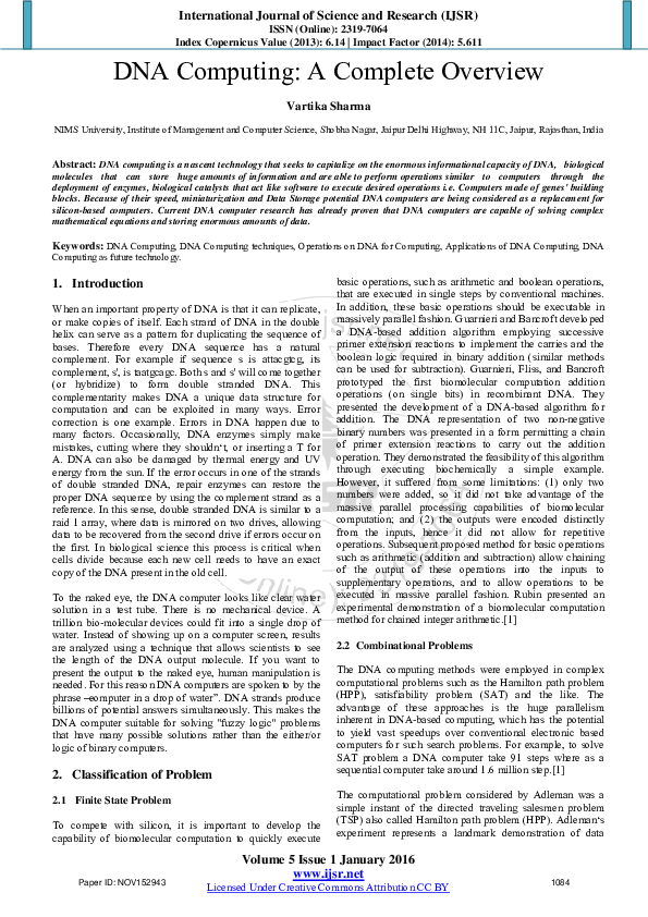 (PDF) DNA Computing: A Complete Overview