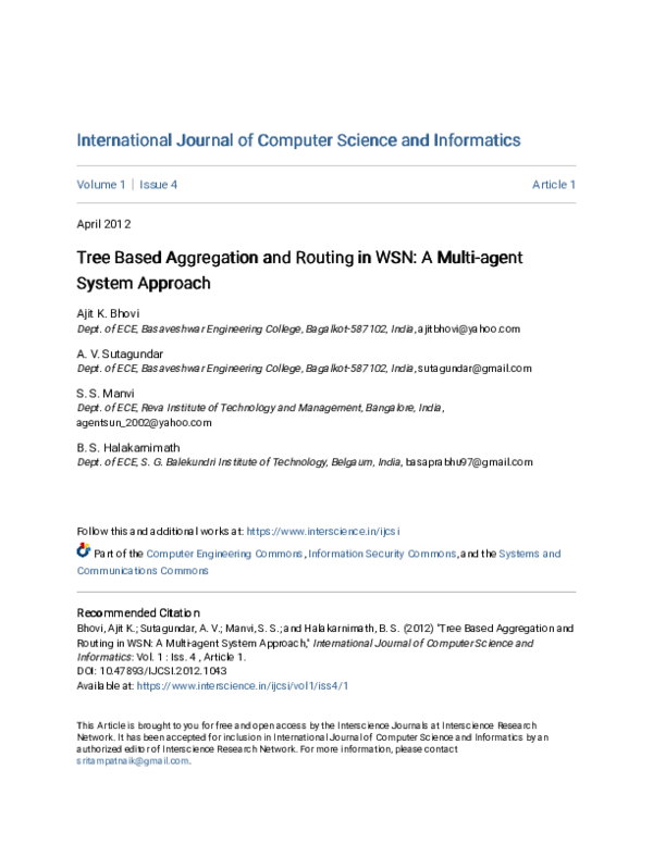 (PDF) Tree Based Aggregation and Routing in WSN: A Multi-agent System ...