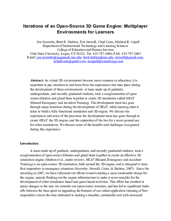 (PDF) Iterations of an Open-Source 3D Game Engine: Multiplayer ...