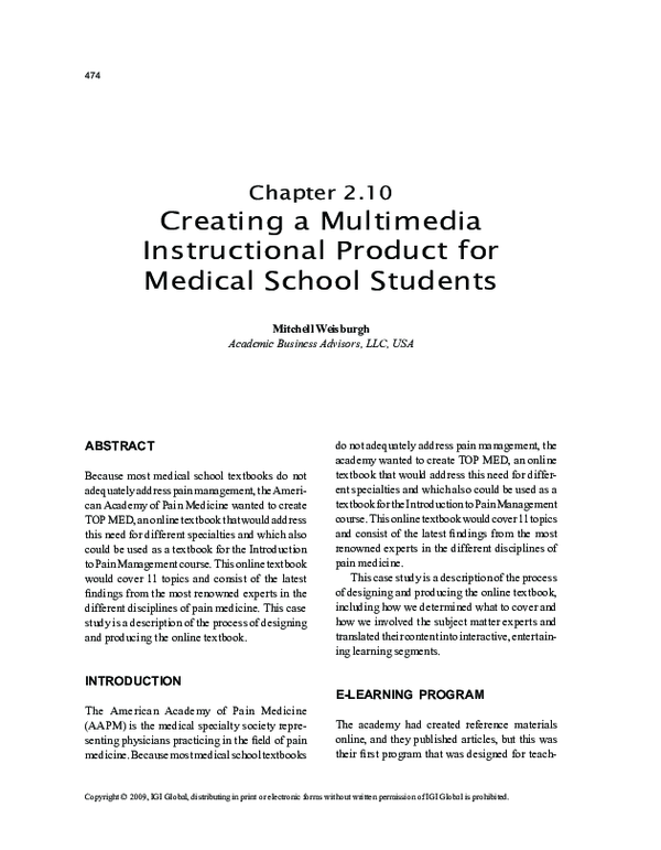 (PDF) Creating a Multimedia Instructional Product for Medical School ...