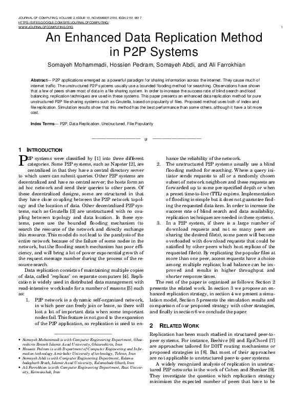 (PDF) An Enhanced Data Replication Method in P2P Systems