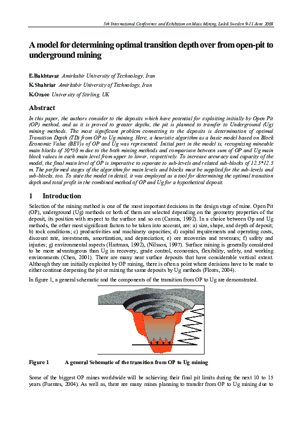(PDF) A Model for Determining Optimal Transition Depth over from Open ...