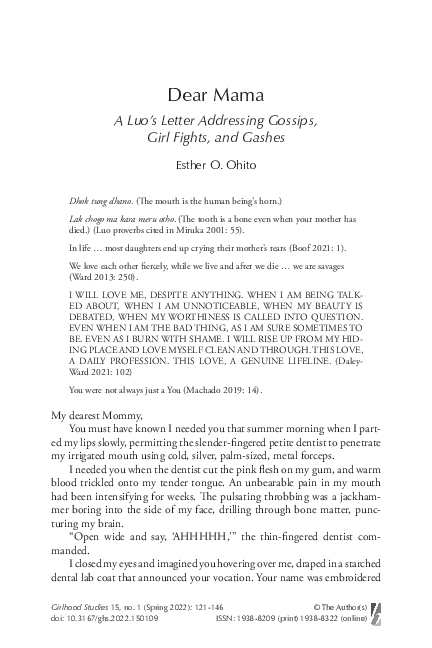 (PDF) Dear Mama: A Luo’s Letter Addressing Gossips, Girl Fights, and Gashes