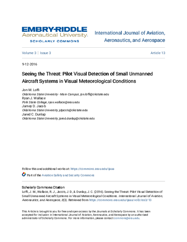 (PDF) Seeing the Threat: Pilot Visual Detection of Small Unmanned ...