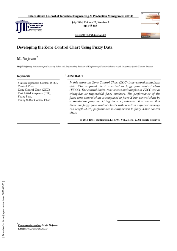 (PDF) Developing the Zone Control Chart Using Fuzzy Data