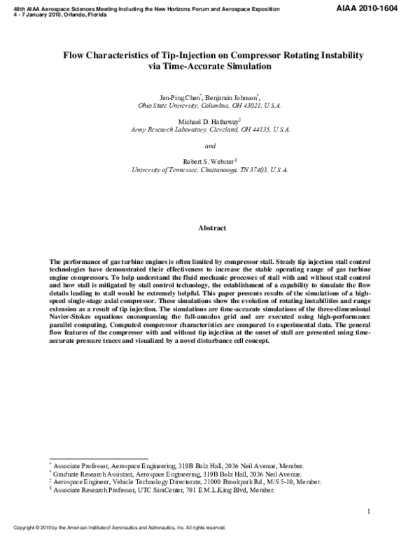 (PDF) Flow Characteristics of Tip Injection on Compressor Rotating ...