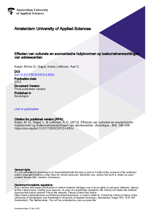 (PDF) Effecten van culturele en economische hulpbronnen op ...