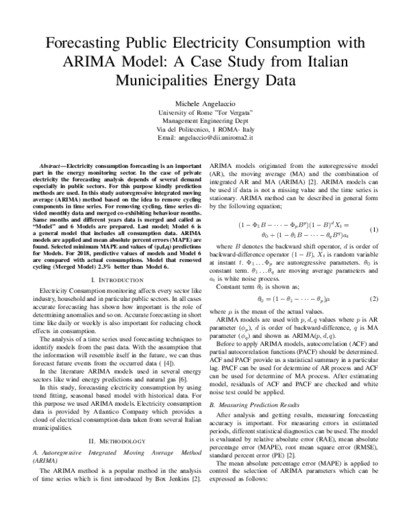 (PDF) Forecasting Public Electricity Consumption with ARIMA Model: A Case Study from Italian ...