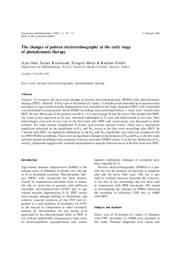 (PDF) The Changes of Pattern Electroretinography at the Early Stage of ...