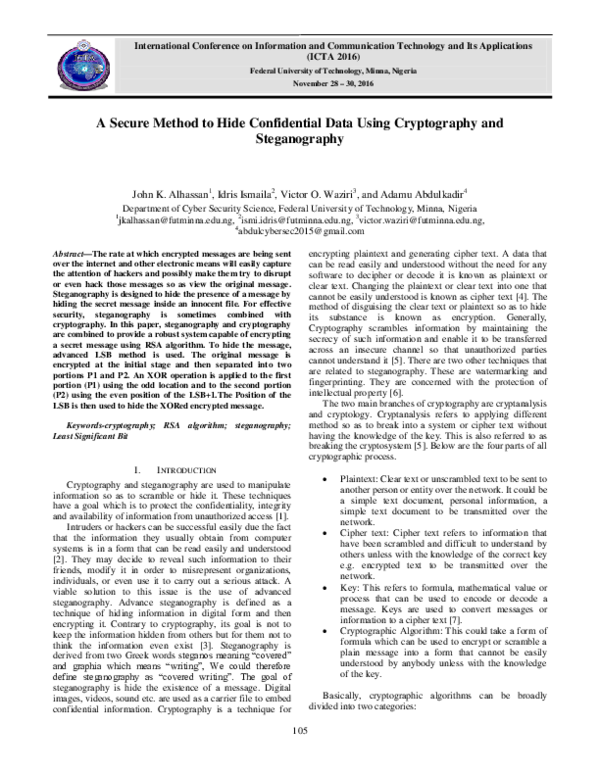 (PDF) A Secure Method to Hide Confidential Data Using Cryptography and Steganography
