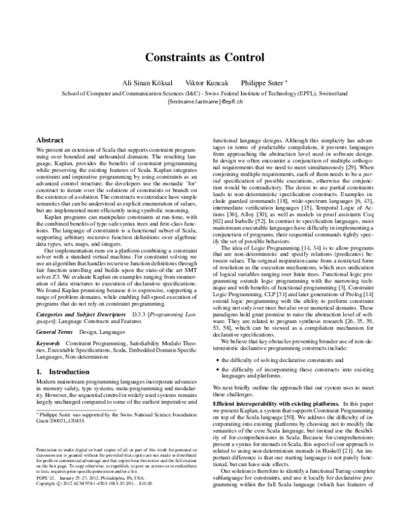 (PDF) Constraints as Control