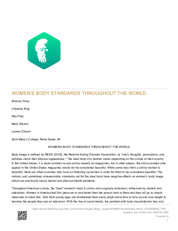 (PDF) Women’s Body Standards Throughout the World